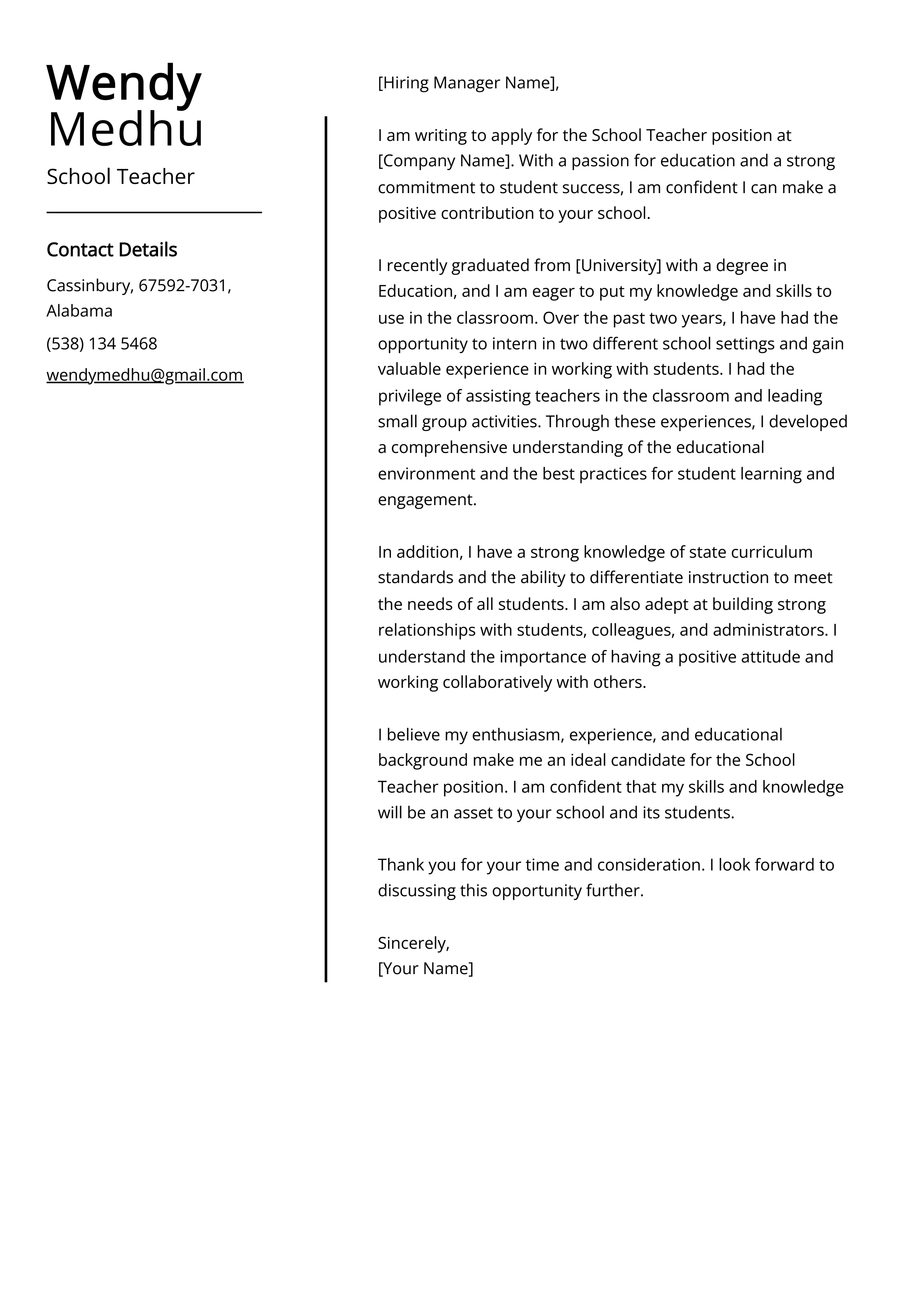 Cover Letter Ideas For Teachers Infoupdate