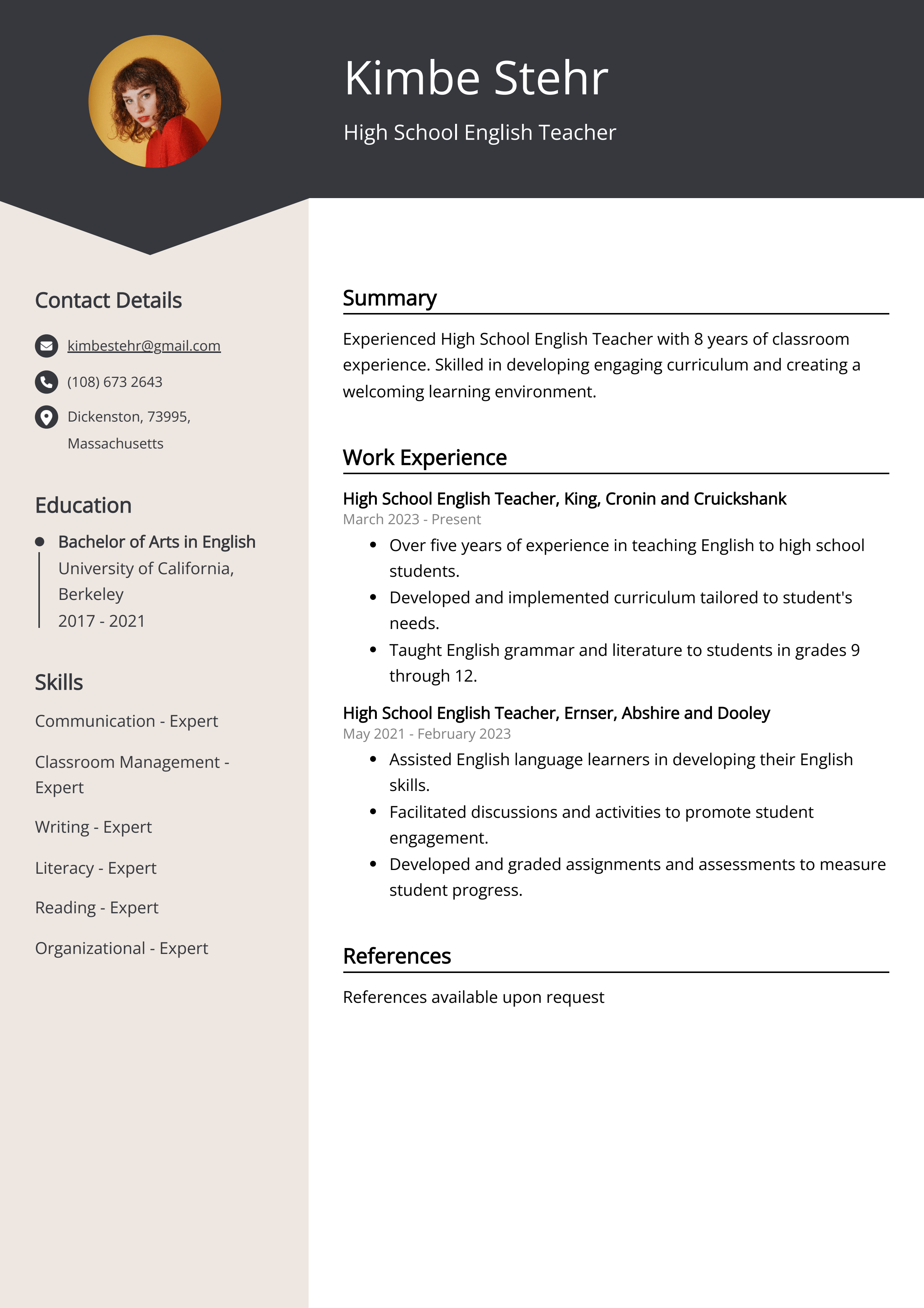 High School English Teacher Resume Sample Guide Entry Level High School English Teacher Resume Sample Guide Entry Level
