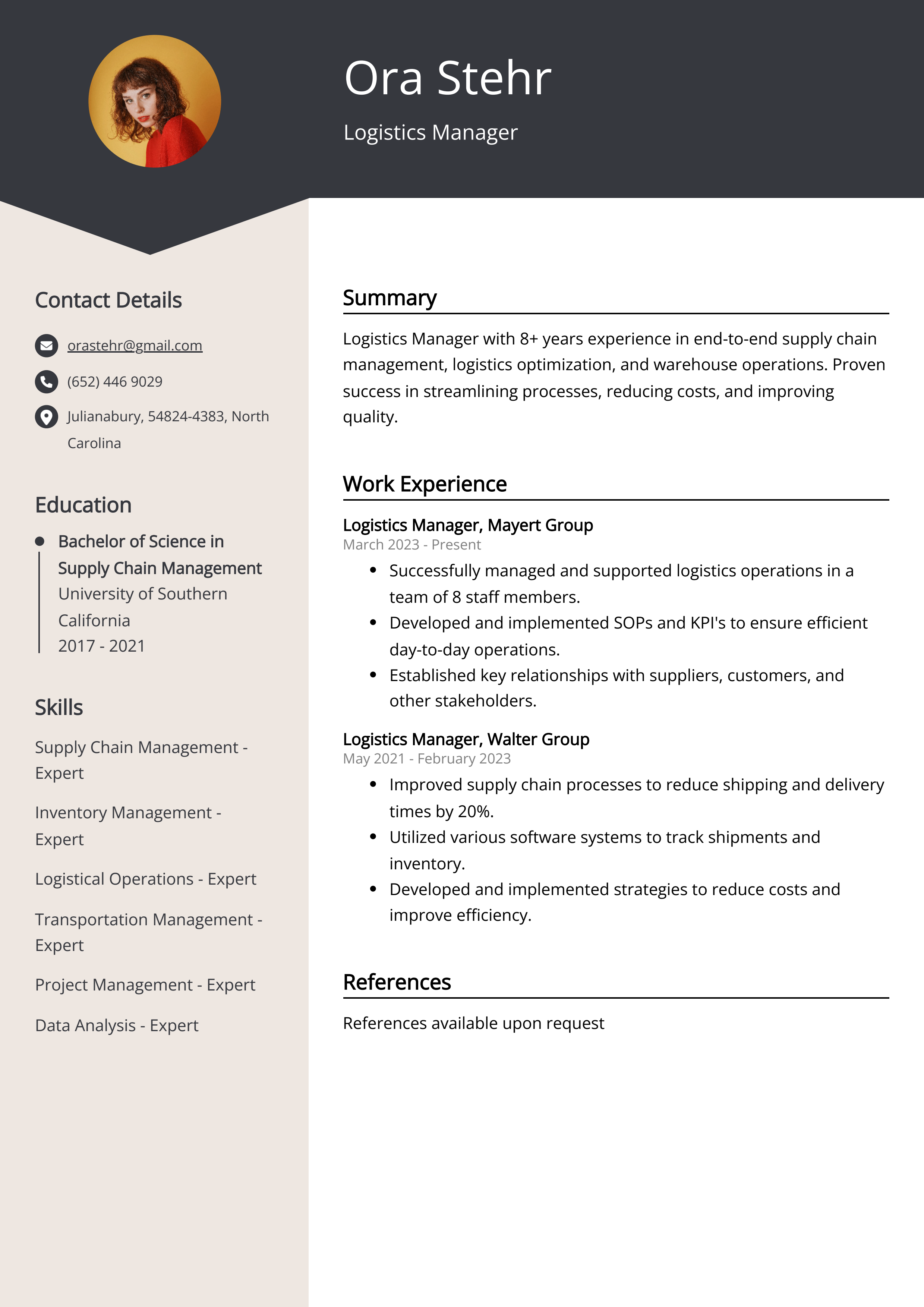 Logistics Manager Resume Job Description Sample Guide Logistics Manager Resume Job Description Sample Guide