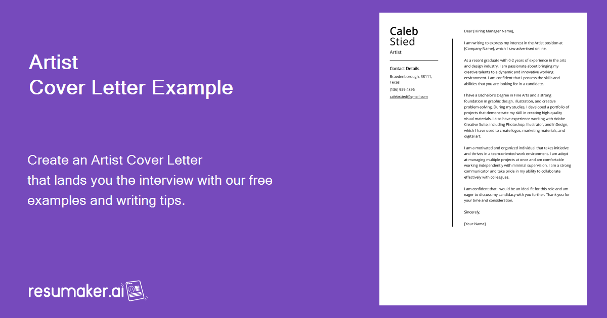 Artist Cover Letter Example (Free Guide)