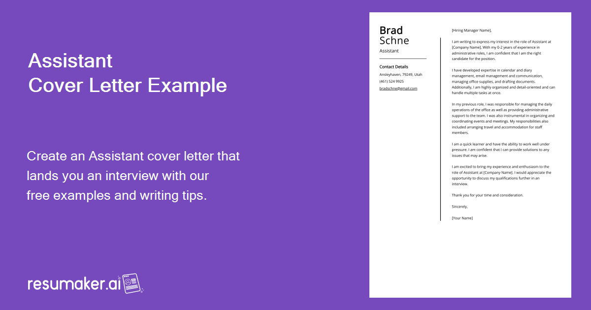 Assistant Cover Letter Example for 2024 (Skills & Templates)