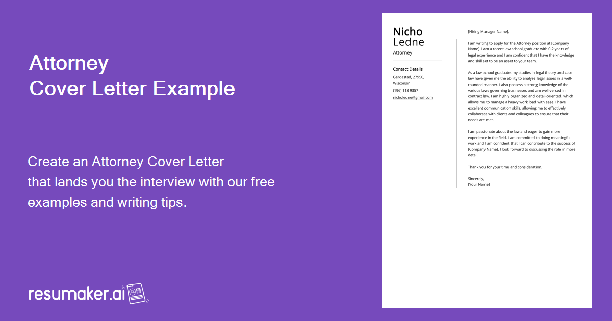 Attorney Cover Letter Example (Free Guide)