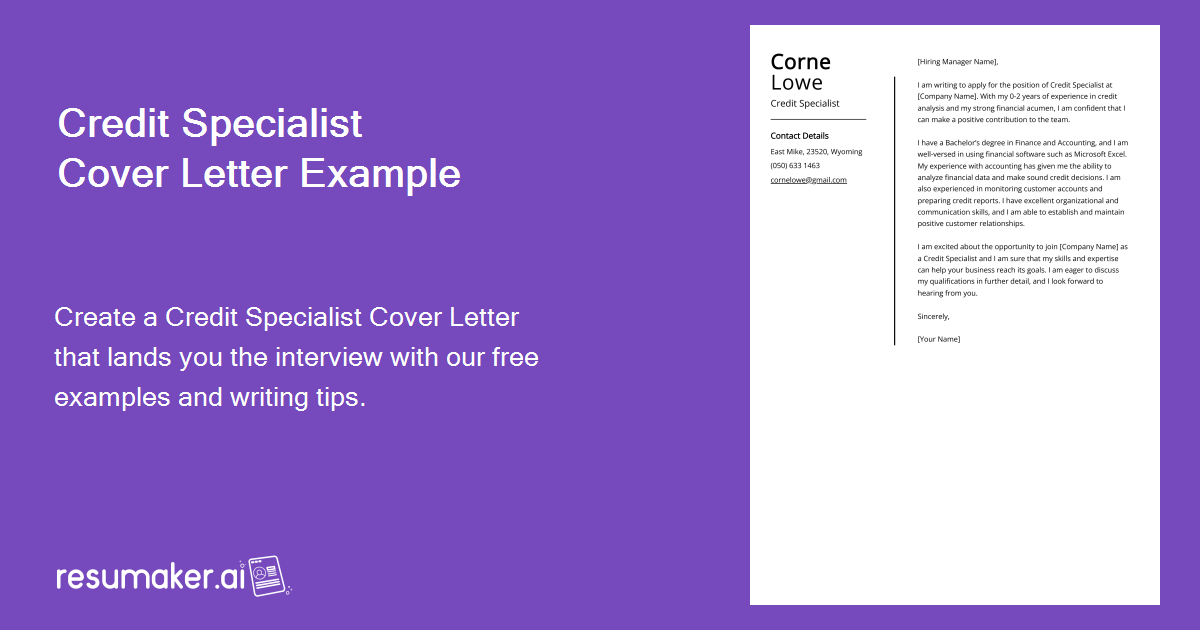 Cover Letter For Credit