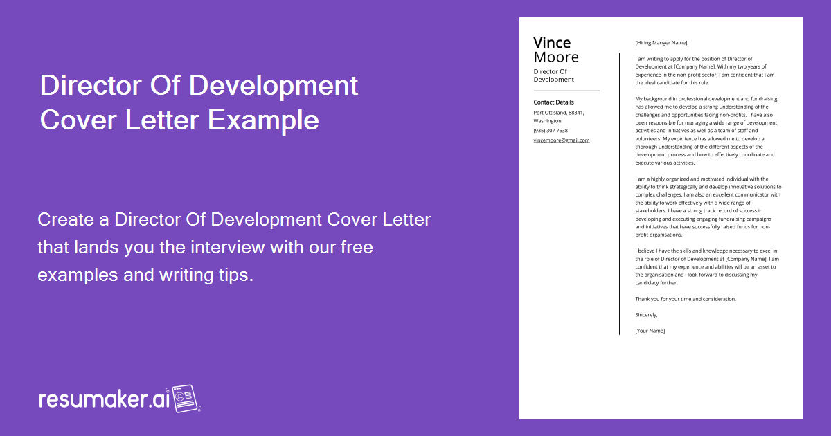 Director Of Development Cover Letter Example (Free Guide)