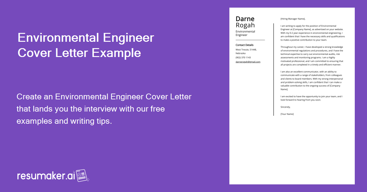 Environmental Engineer Cover Letter Example (Free Guide)