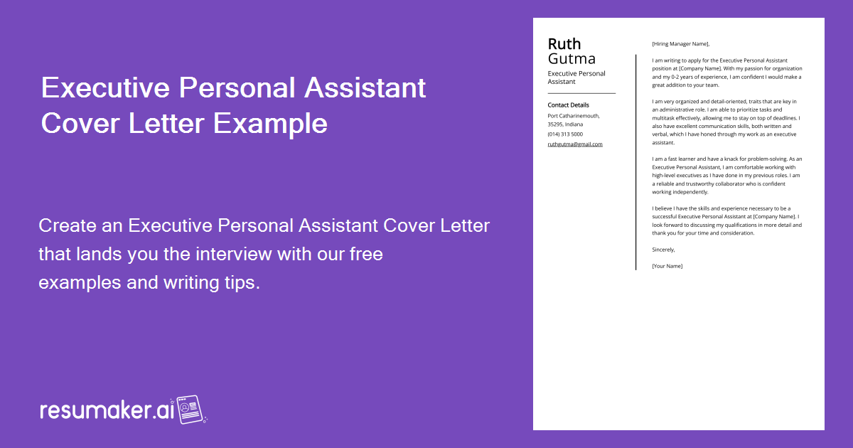 Personal Assistant Cover Letter Personal Assistant Cover Letter