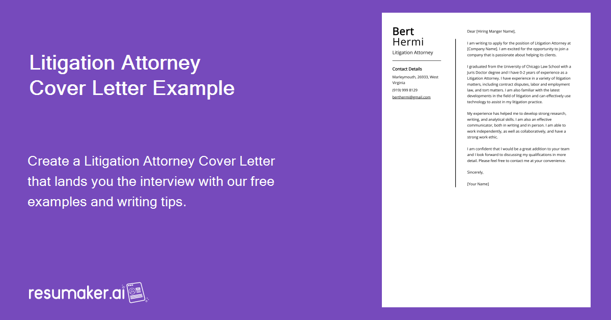 Litigation Attorney Cover Letter Example (Free Guide)