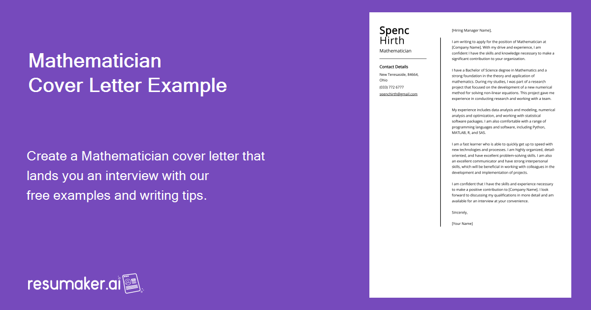 Cover Letter Math Cover Letter Math Postdoc