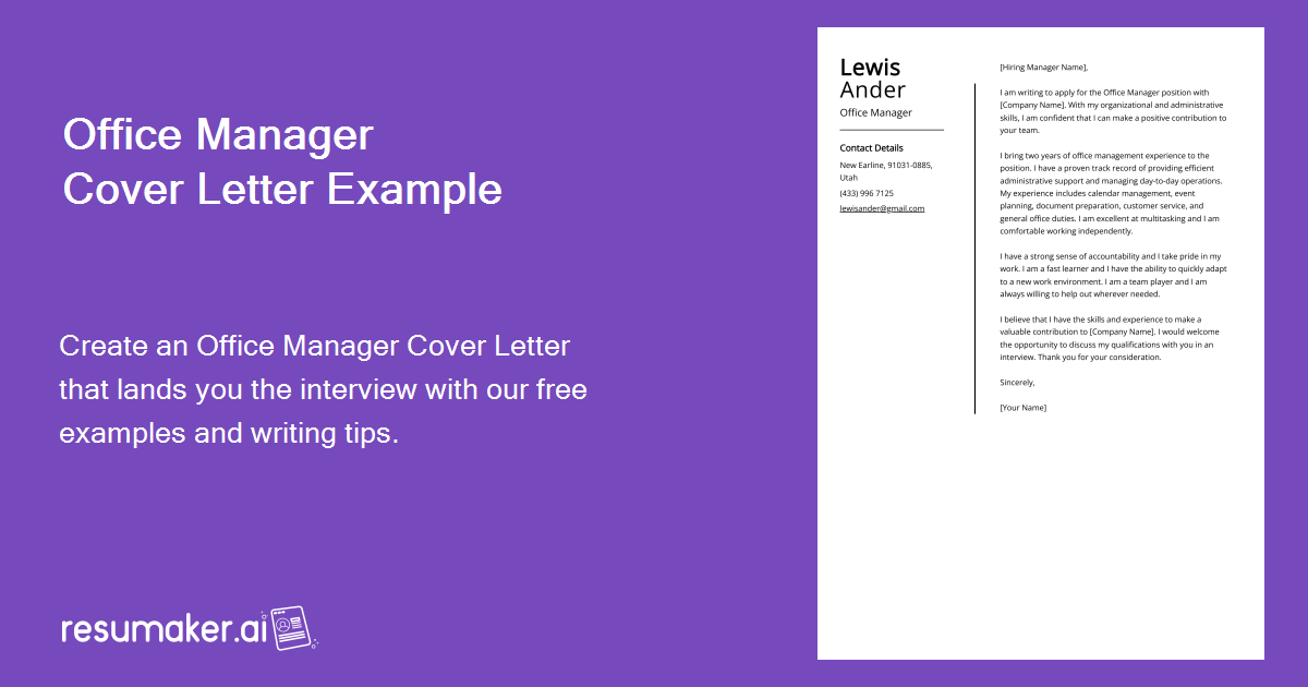 Office Manager Cover Letter: Job Description, Sample & Guide