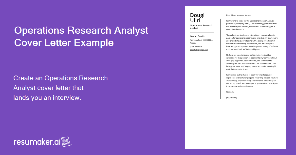 Operations Research Analyst Cover Letter: Job Description, Sample & Guide