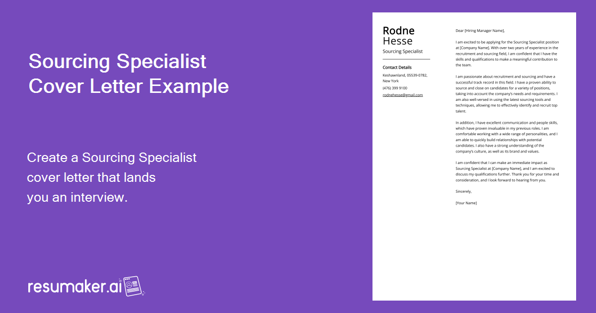 Sourcing Specialist Cover Letter Examples (Template & 20+ Tips)