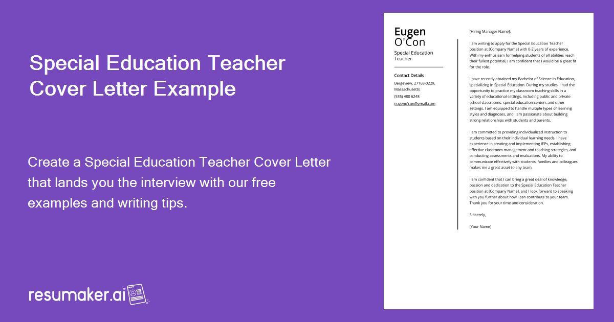 Special Education Cover Letter Template - Infoupdate.org