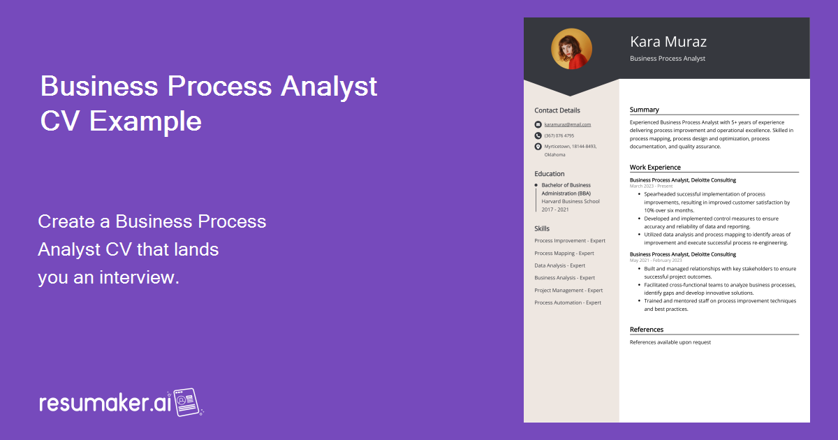 Business Process Analyst CV Example for 2024