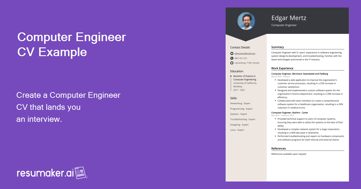 Computer Engineer CV Example for 2025