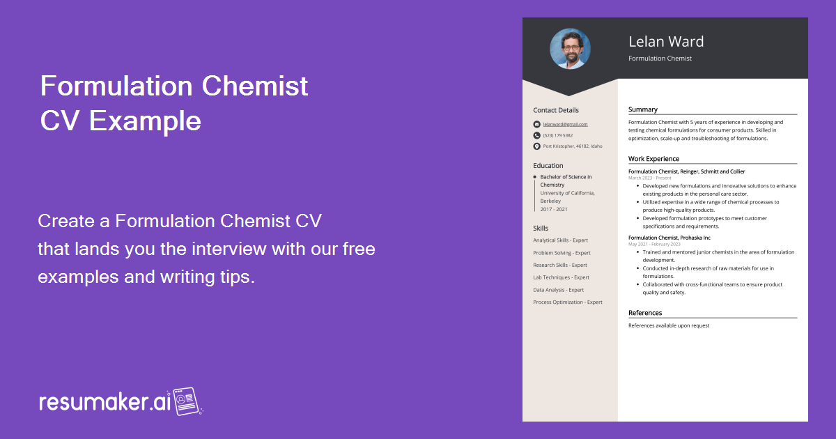 Fda Chemist Resume Examples