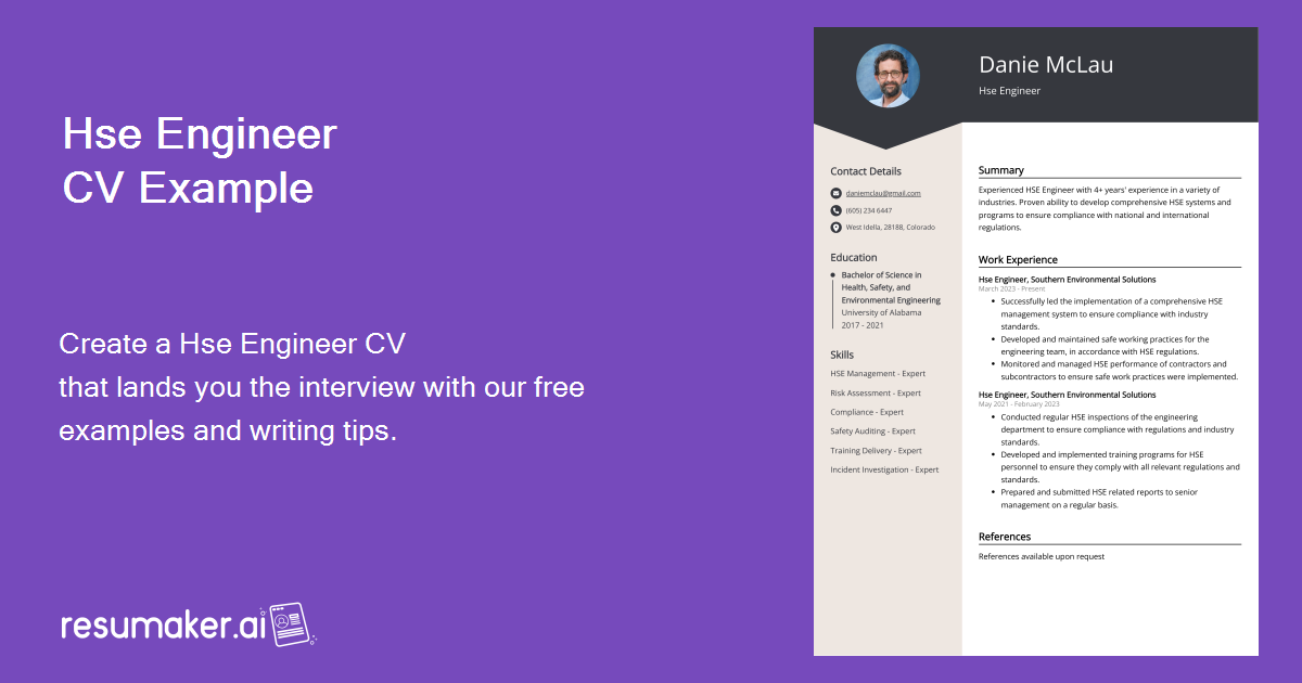 Hse Engineer CV: Sample & Guide [Entry Level + Senior Jobs]