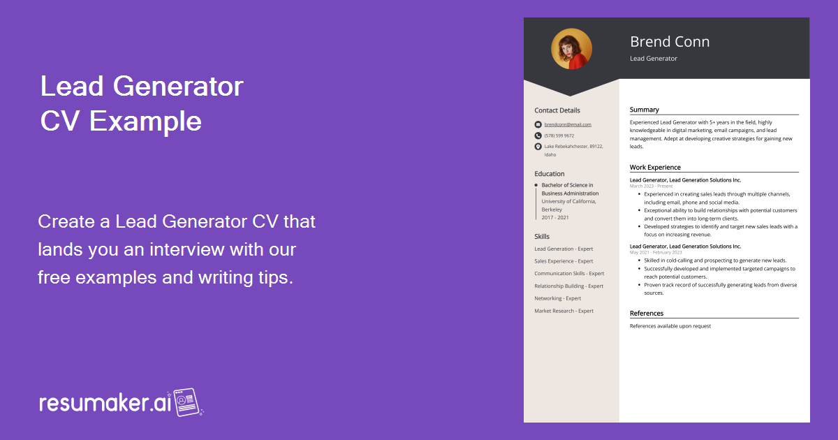 Lead Generator CV: Job Description, Sample & Guide