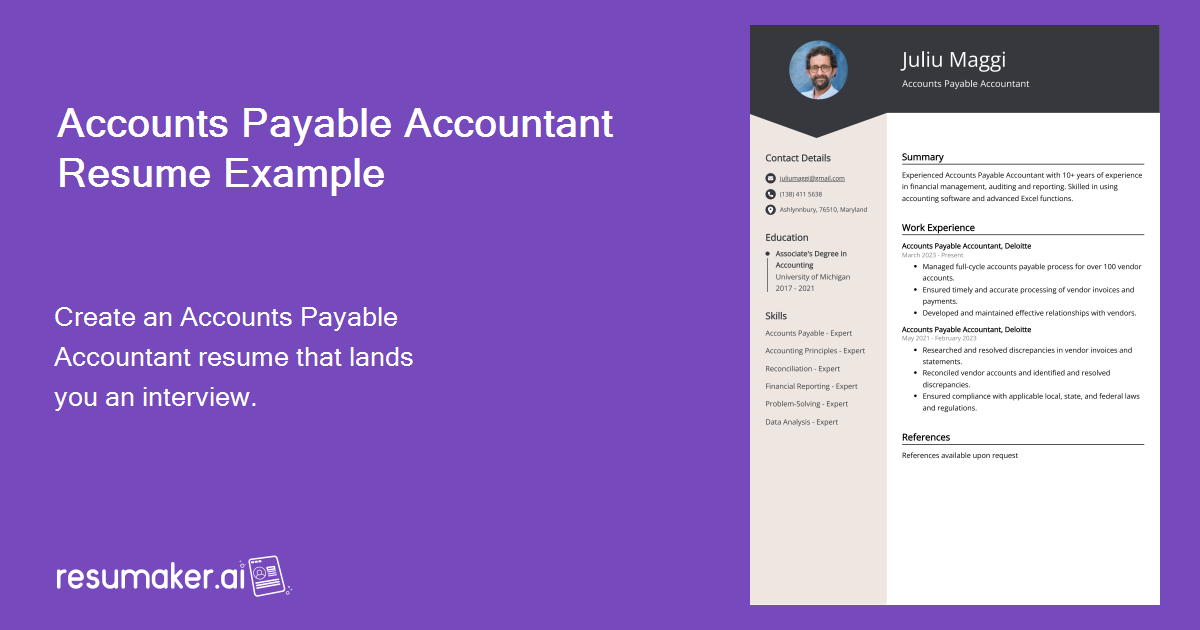 Accounts Payable Accountant Resume Example for 2025
