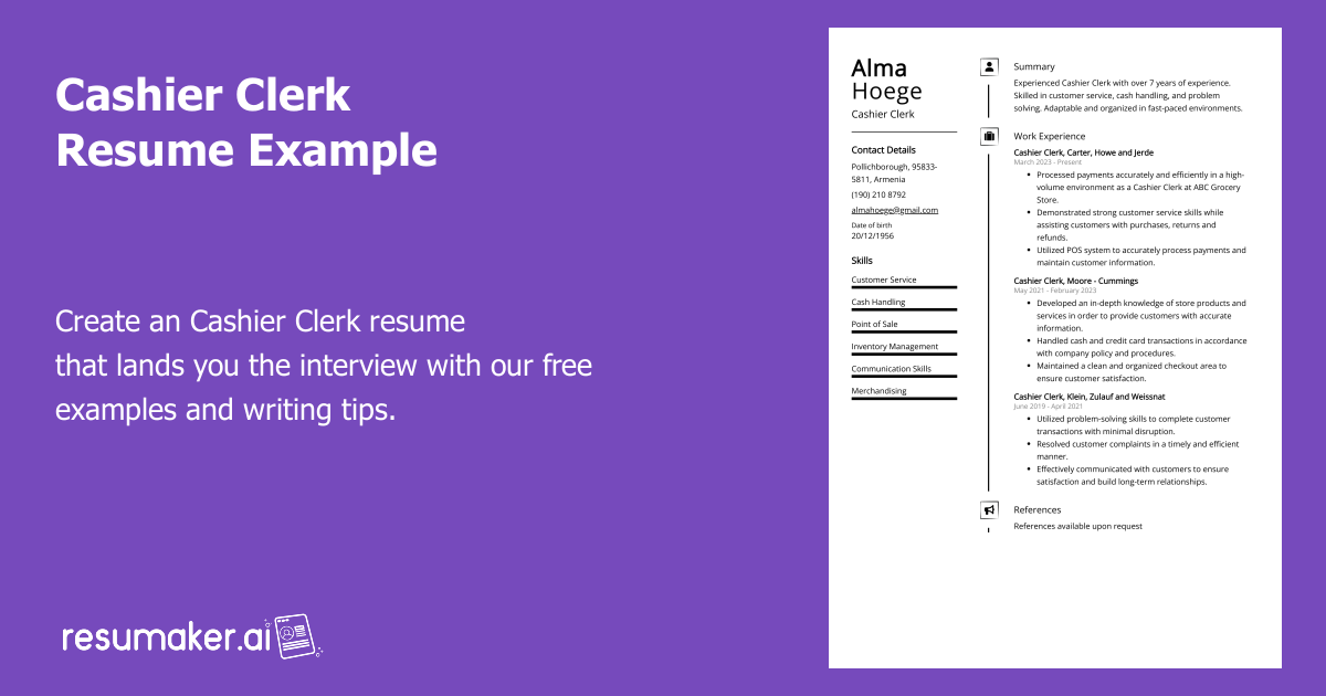 Sample Resume For Cashier Clerk Duties 15+ Accounting Clerk Resume