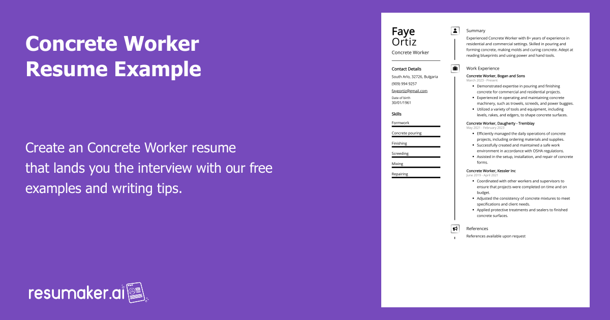 Concrete Laborer Resume