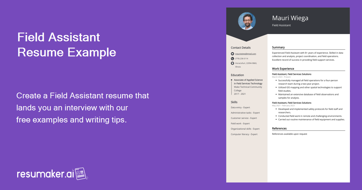 Field Assistant Resume: Sample & Guide [Entry Level + Senior Jobs]