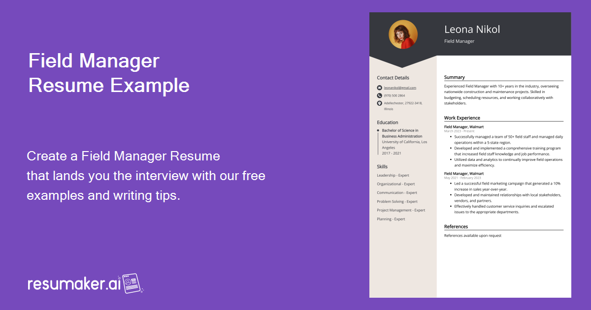 Field Manager Resume: Sample & Guide [Entry Level + Senior Jobs]