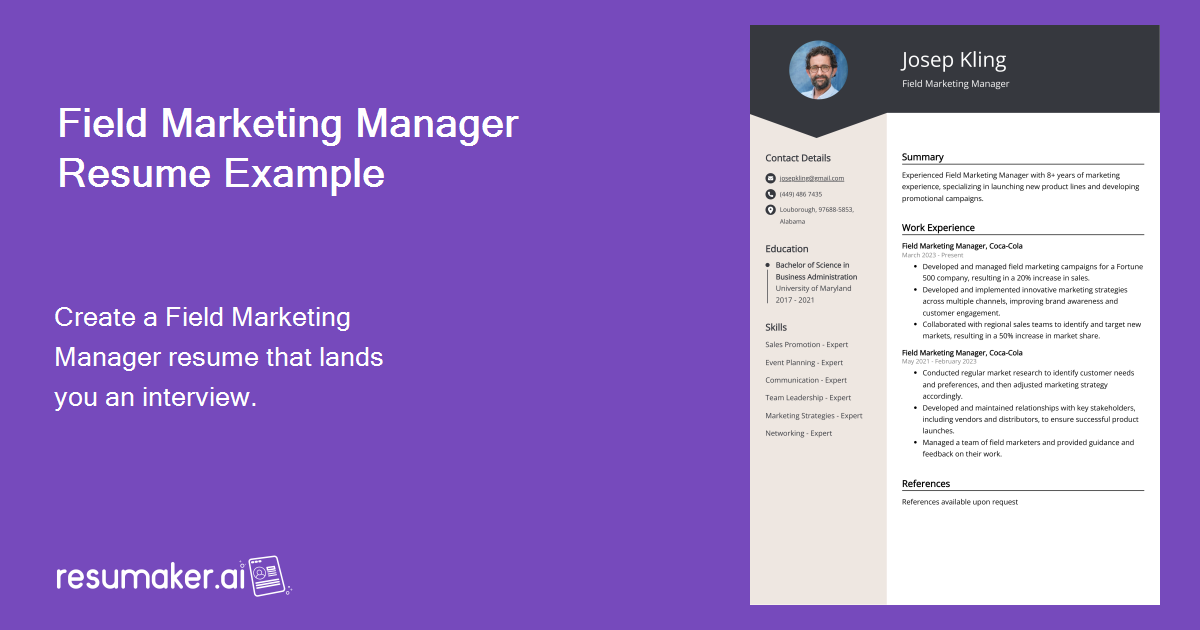 Field Marketing Manager Resume: Sample & Guide (Entry Level & Senior Jobs)