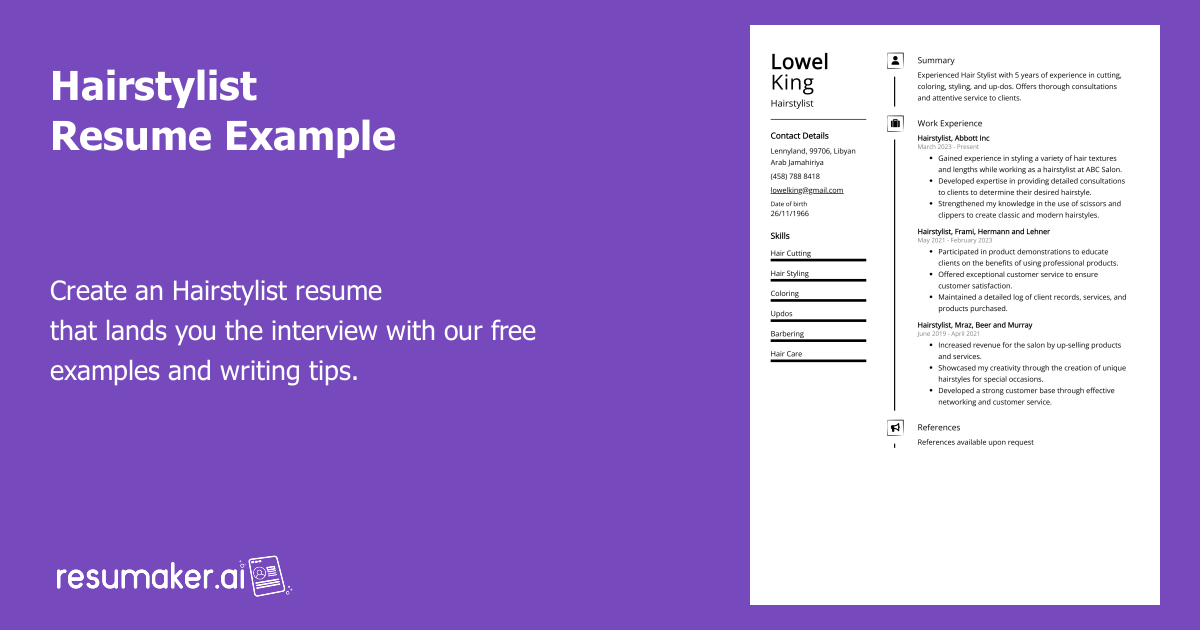 Hair Stylist Resume Template 20 Hair Stylist Resume Examples & Guide