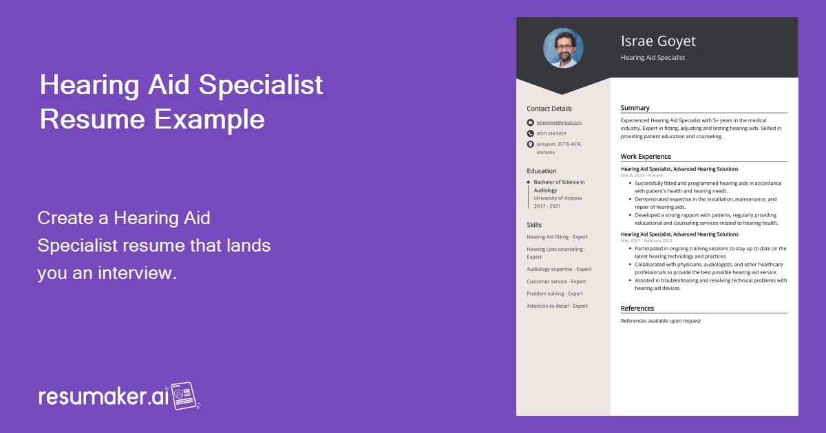 Hearing Aid Specialist Resume: Sample & Guide (Entry Level & Senior Jobs)