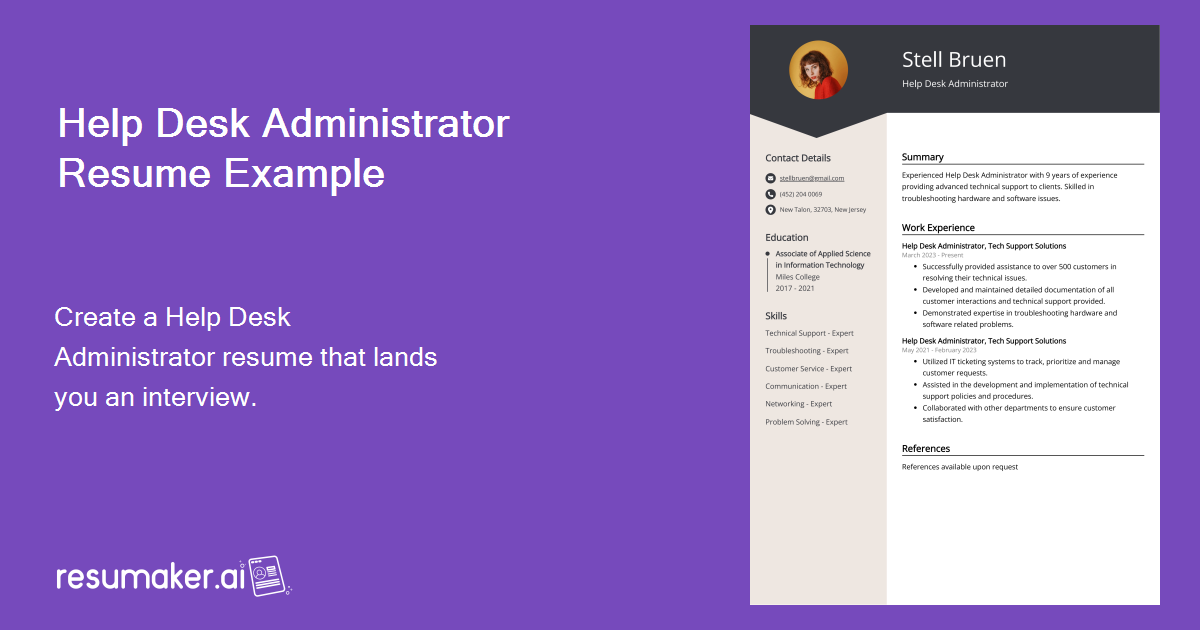 Help Desk Administrator Resume: Sample & Guide (Entry Level & Senior Jobs)