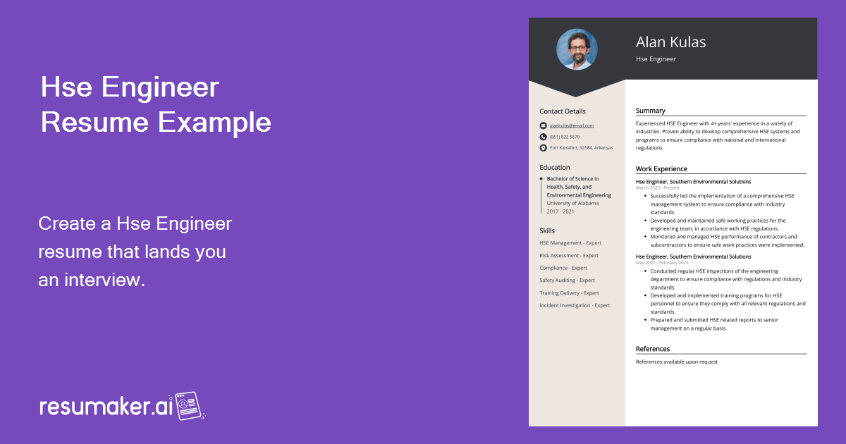 Hse Engineer Resume: Sample & Guide (Entry Level & Senior Jobs) Hse Engineer Resume: Sample & Guide (Entry Level & Senior Jobs)