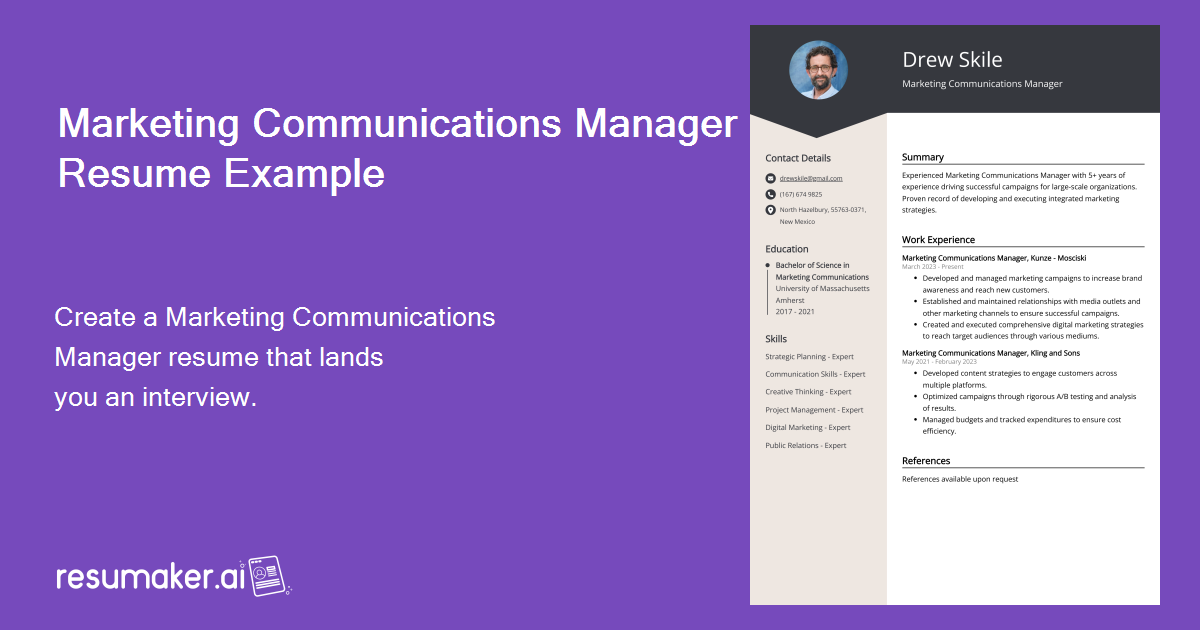 Marketing Communications Manager Resume: Job Description, Sample & Guide