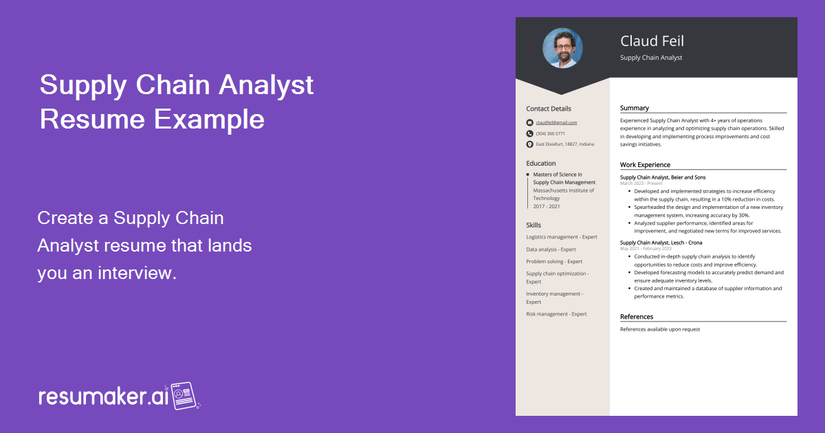 Supply Chain Analyst Resume Examples (Template & 20+ Tips)