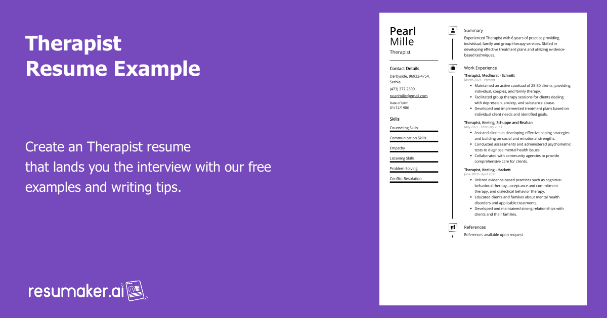 Therapist Resume Example (Free Guide)